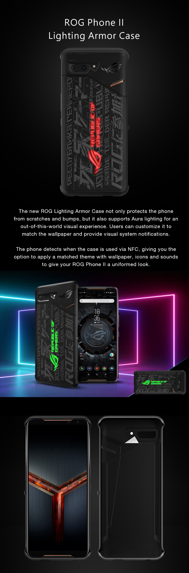 Original Asus Official Rog Lighting Armor Case For Rog Phone 2 Zs660kl